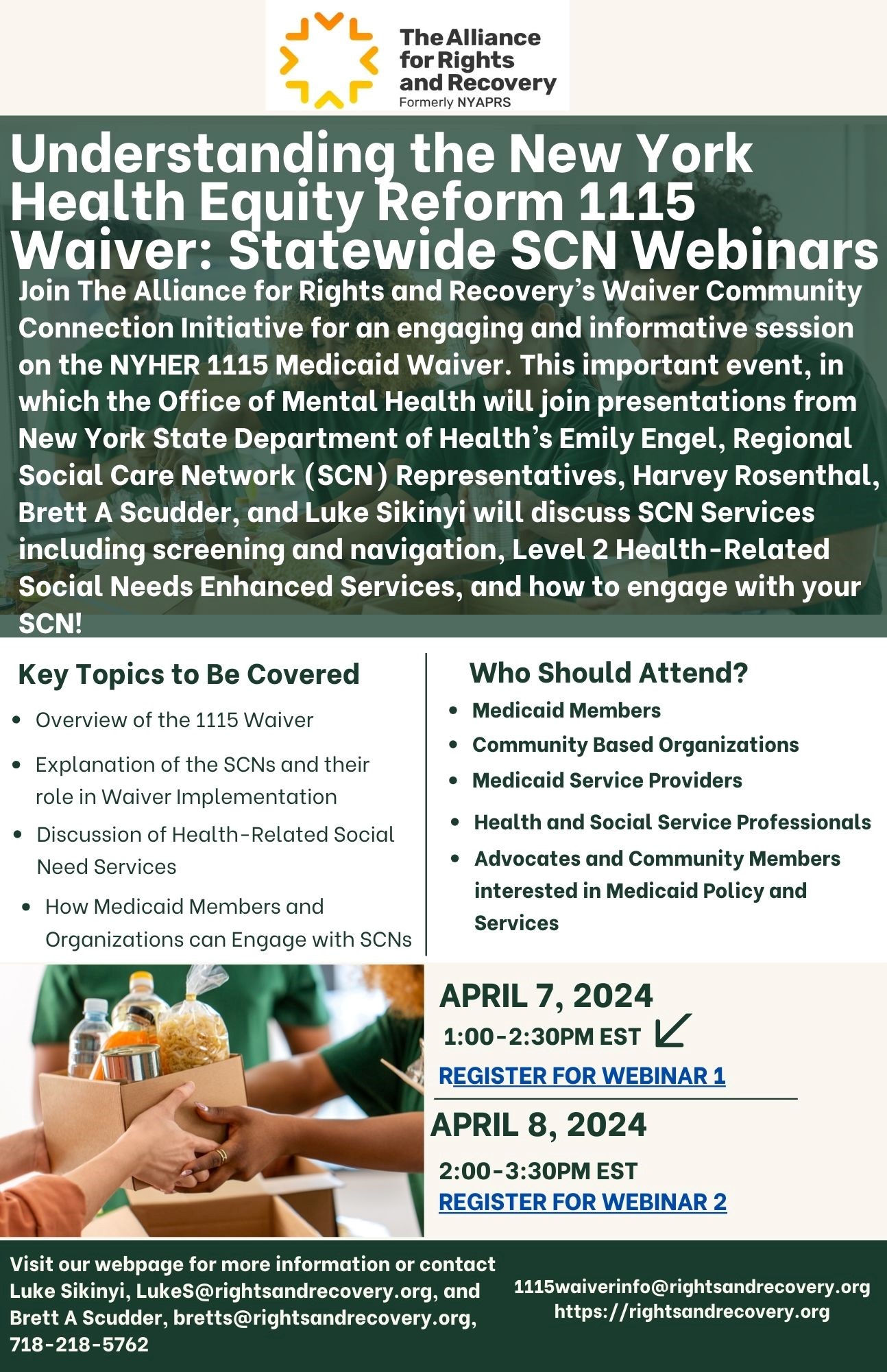 Today: Attend the Alliance's 1115 Social Care Network Webinars! Register for Executive Seminar ...