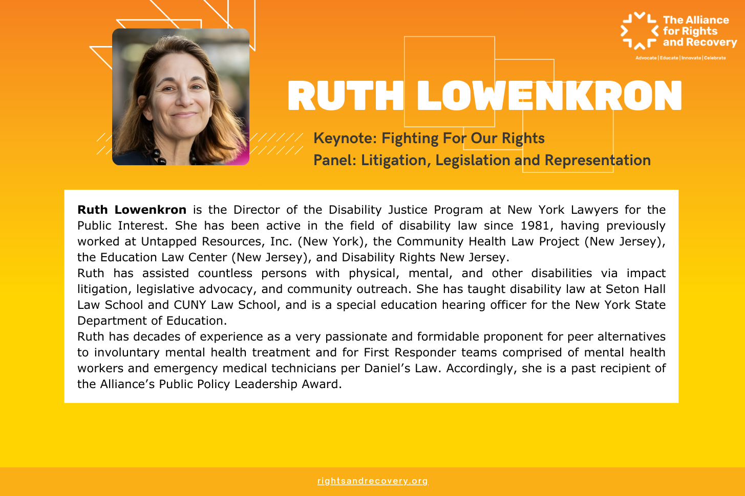 Meet Featured Alliance Conference Panelist Ruth Lowenkron: Still Time ...